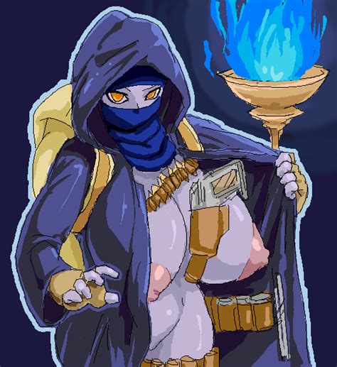 Rule 34 Ammo Belt Armed Backpack Blue Fire Blue Skin Breasts Color Female Female Only Fire