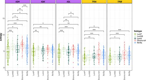 Bcr And Tcr Diversity Among The Different Mibc Subtypes Bcr Related Download Scientific
