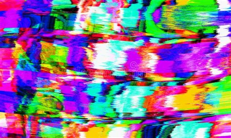 Rainbow Colorful Program Glitch With Straight Lines And With Bright Stock Illustration