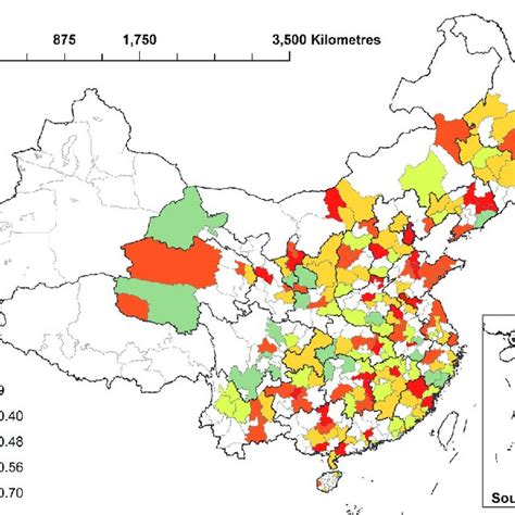 Geographical Distribution Of Averaged Migration Interest In Sampled