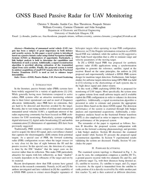 Gnss Based Passive Radar For Uav Monitoring Docslib