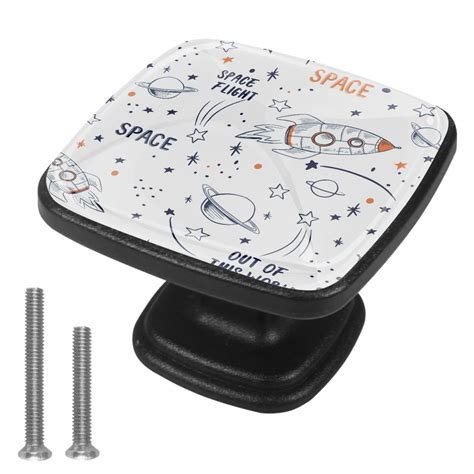 4 Pcs Cabinet Handle Drawer Pulls Space Flight Rocket Knobs With Screws Square Furniture Office
