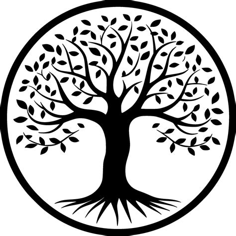 Tree Of Life Black And White Vector Illustration 36229424 Vector Art At Vecteezy