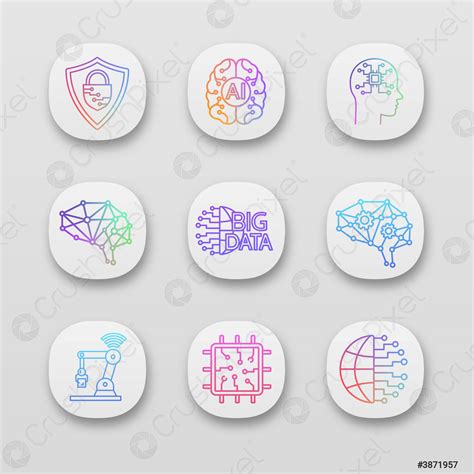 Artificial Intelligence App Icons Set Stock Vector 3871957 Crushpixel