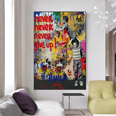 Banksy Never Give Up Poster Authentic Street Art