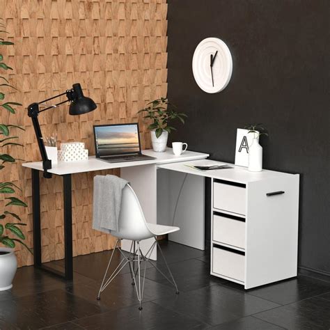 Білий стіл трансформер Hobana Loft з 3 ящиками столи смарт розкладні компютерний письмовий