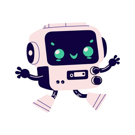 Cute Robot In Retro Futuristic Style Android Bot Character Smart Machine Smart Assistant