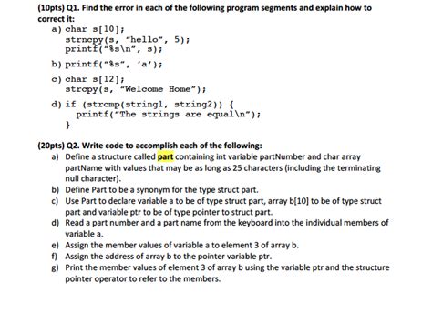 solved 10pts q1 find the error in each of the following