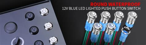 DaierTek 12MM Push Button Switch 12V Latching Push Button Switch Silver