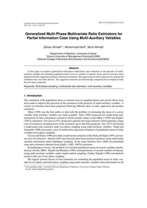 Pdf Generalized Multi Phase Multivariate Ratio Estimators For Partial Information Case Using