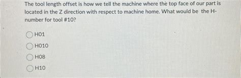 Solved The Tool Length Offset Is How We Tell The Machine