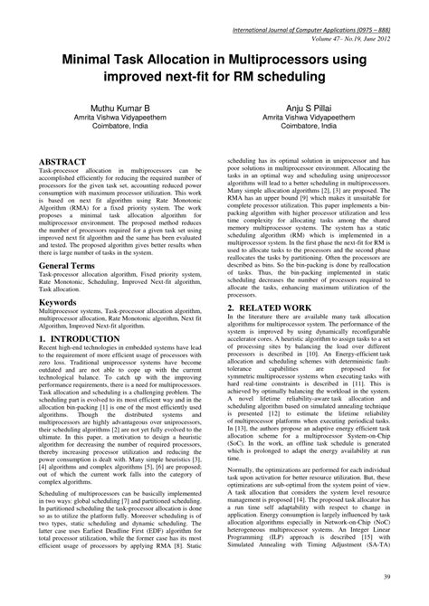 pdf minimal task allocation in multiprocessors using improved next fit for rm scheduling