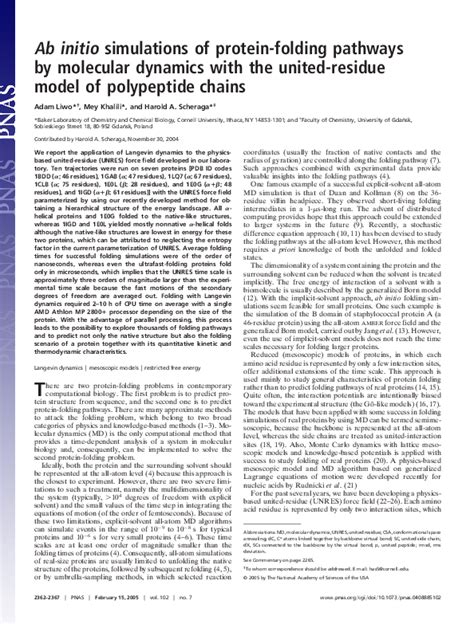 Pdf Ab Initio Simulations Of Protein Folding Pathways By Molecular Dynamics With The United