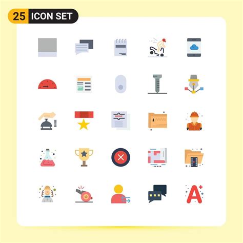 Pictogram Set Of 25 Simple Flat Colors Of Gauge Smartphone Signature Cloud Road Editable Vector