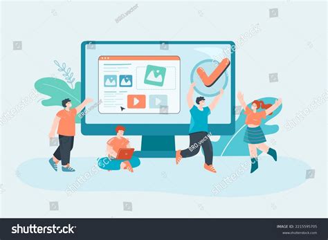 Tiny Content Creators Checkmark Huge Computer Stock Vector Royalty Tiny Content Creators Checkmark Huge Computer Stock Vector Royalty