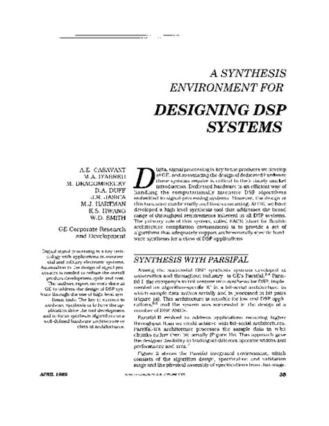 Pdf A Synthesis Environment For Designing Dsp Systems