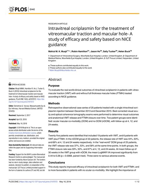 Pdf Intravitreal Ocriplasmin For The Treatment Of Vitreomacular