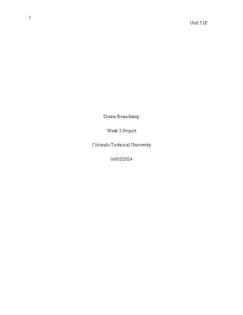 Week5project Unit 5 Ip Donna Beauchamp Week 5 Project Colorado