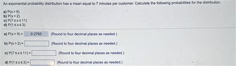 Solved An Exponential Probability Distribution Has A Mean