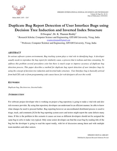 Pdf Duplicate Bug Report Detection Of User Interface Bugs Using