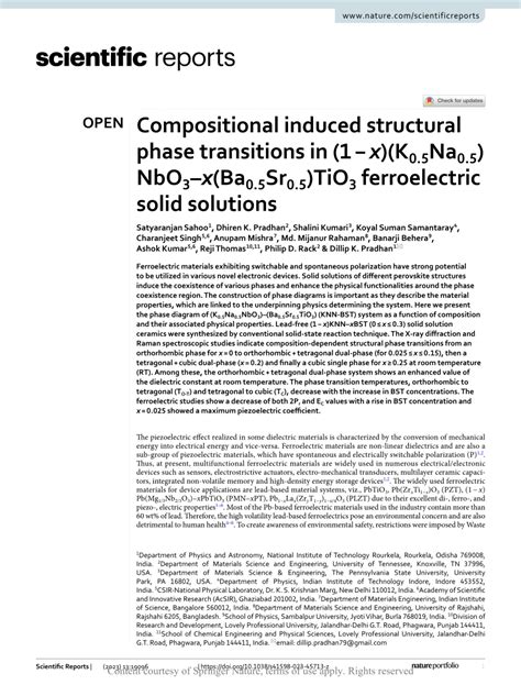 Pdf Compositional Induced Structural Phase Transitions In 1 − X K0 5na0 5 Nbo3 X Ba0 5sr0 5