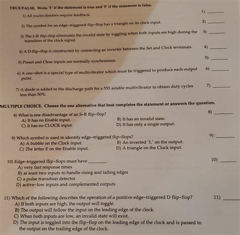 Solved TRUE FALSE Write T If The Statement Is True And Chegg Com