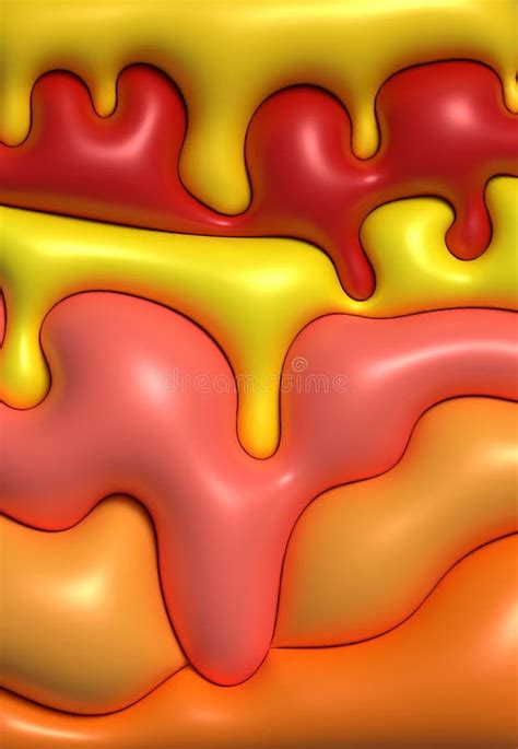 Abstract Orange Background With Curved Lines 3d Rendering Illustration Inflated Figures Stock