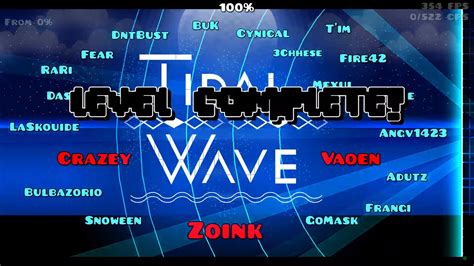 New Top 1 Geometry Dash Demon Tidal Wave Verified By Zoink In 50 000 Attempts Dashword
