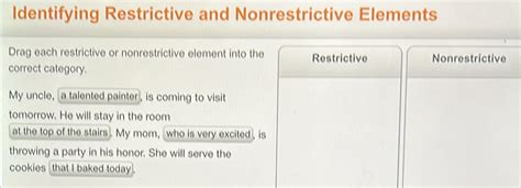 Solved Identifying Restrictive And Nonrestrictive Elements Drag Each
