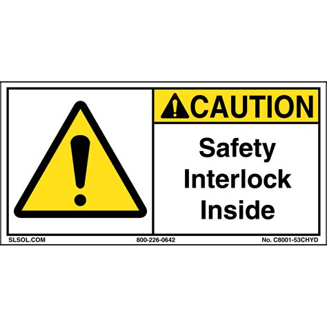 Caution Safety Interlock Inside Safety Label 2x4