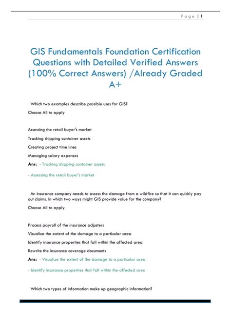Gis Fundamentals Foundation Certification Questions With Detailed Verified Answers 100 Correct
