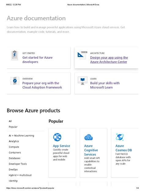 Azure Documentation Microsoft Docs Pdf Microsoft Azure Cloud
