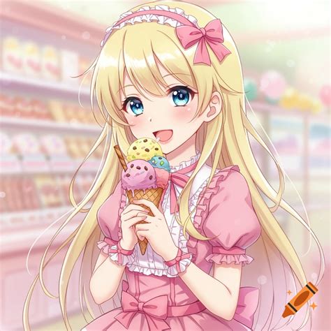 Cute Anime Girl Eating