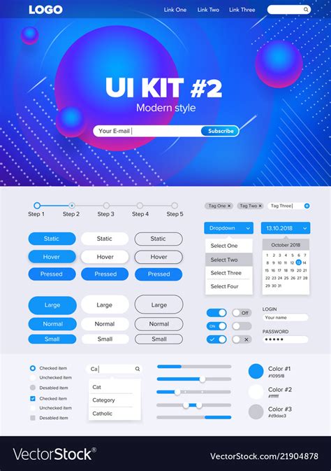Ui Kit For Websiteui Kit For Website Template Vector Image