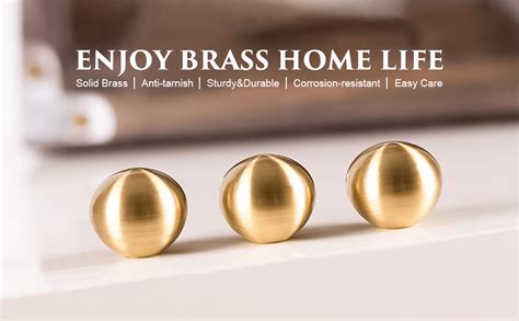 Rzdeal 4pcs 1 14 Solid Brass Cabinet Knobs Brushed Gold Ball