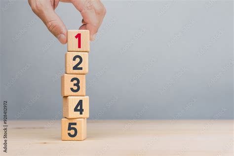 Wooden Cube Blocks With Number First Second Third Fourth And Fifth