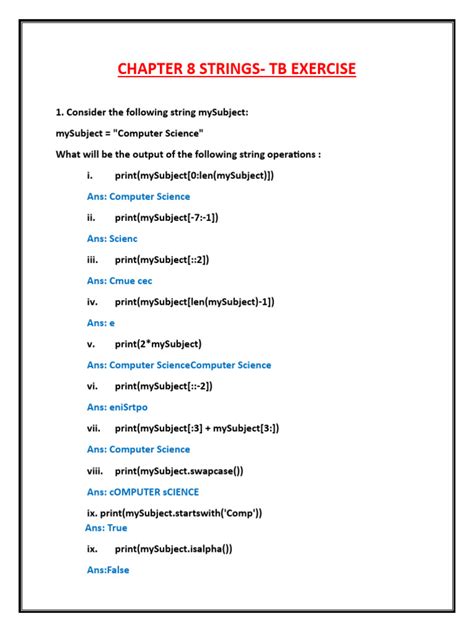 Ch 8 Strings Tb Exercise Pdf