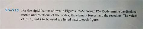 Solved 5 15 For The Rigid Frames Shown In Figures P5 5