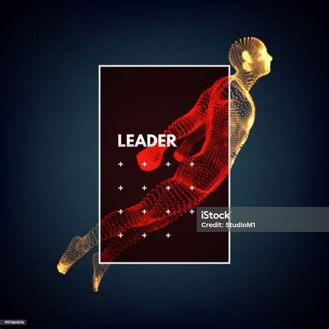 리더십 개념입니다 뛰어 오르는 남자 3 차원 벡터 그림입니다 3차원 형태에 대한 스톡 벡터 아트 및 기타 이미지 3차원 형태 가리기 개념 Istock