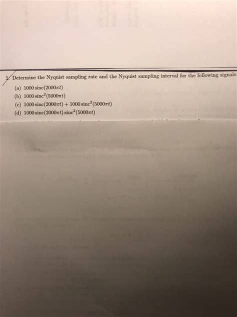 Solved Determine The Nyquist Sampling Rate And The Nyquist Chegg