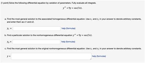 Solved 1 Point Solve The Following Differential Equation