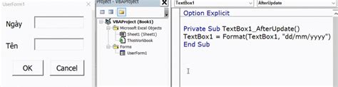 hướng dẫn cách tự động định dạng dữ liệu ngày tháng trong userform vba