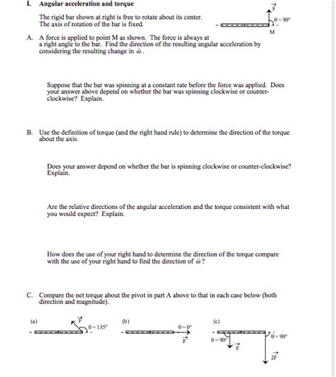 Solved I Angular Acceleration And Torque The Rigid Bar Chegg