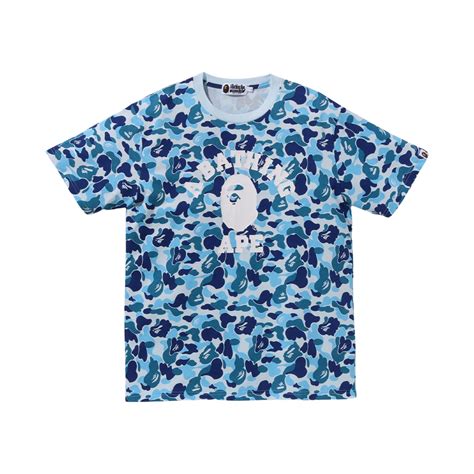 베이프 Abc 카모 컬리지 티셔츠 라이트 블루 Bape Kream