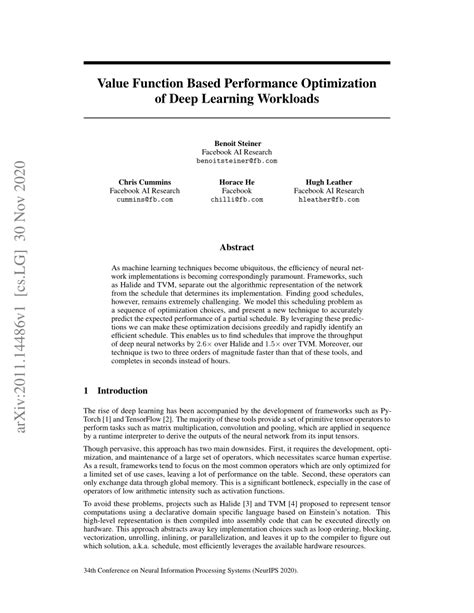 Pdf Value Function Based Performance Optimization Of Deep Learning Workloads