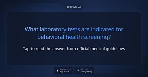 What Laboratory Tests Are Indicated For Behavioral Health Screening