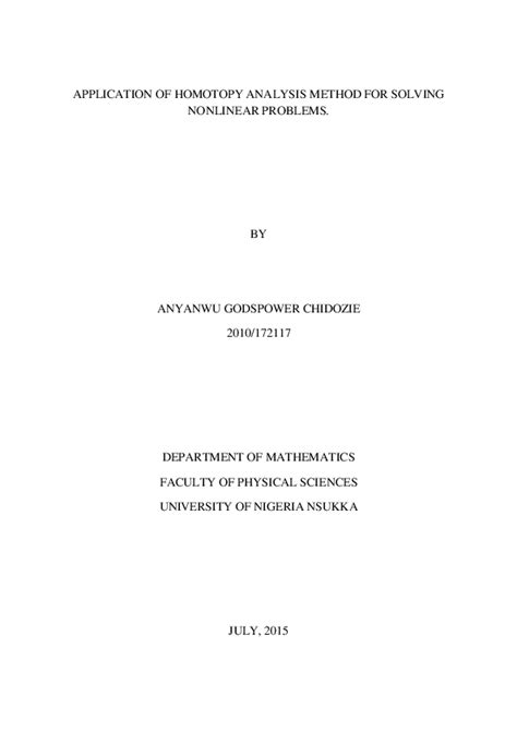 Doc Application Of Homotopy Analysis Method For Solving Nonlinear