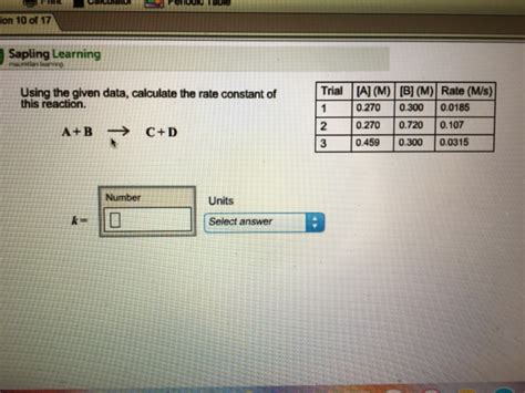 Solved Using The Given Data Calculate The Rate Constant Of