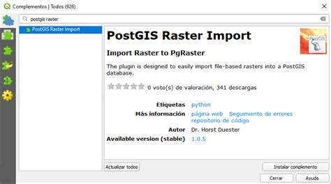 Importar Raster A Postgis Con El Plugin De Qgis Postgis Raster Import