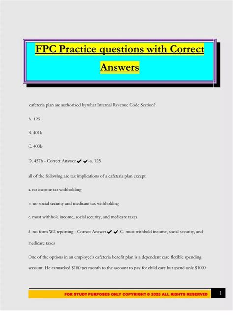 Fpc Practice Questions With Correct Answers Fpc Stuvia Us